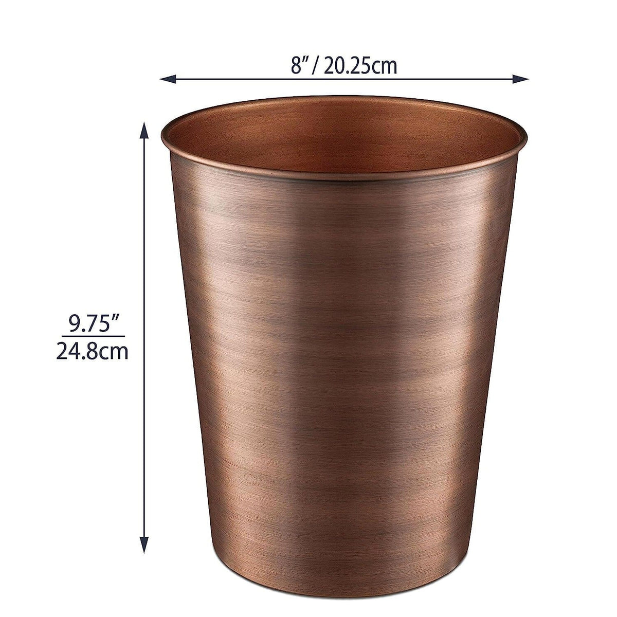 Small Smooth Metal Wastebasket Trash Can 9.75 x 8 x 8 | Monarch Abode