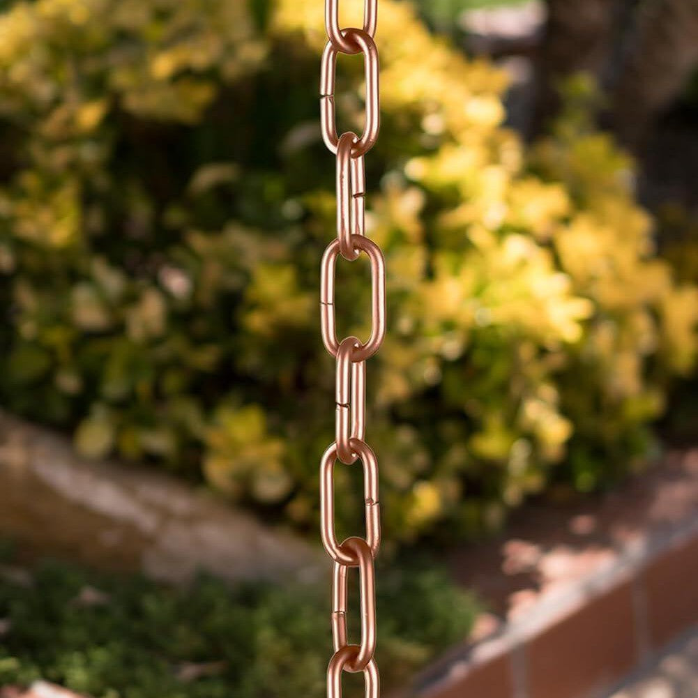 Aluminum Traditional Link Rain Chain Gutter Downspout, Brushed Copper ...