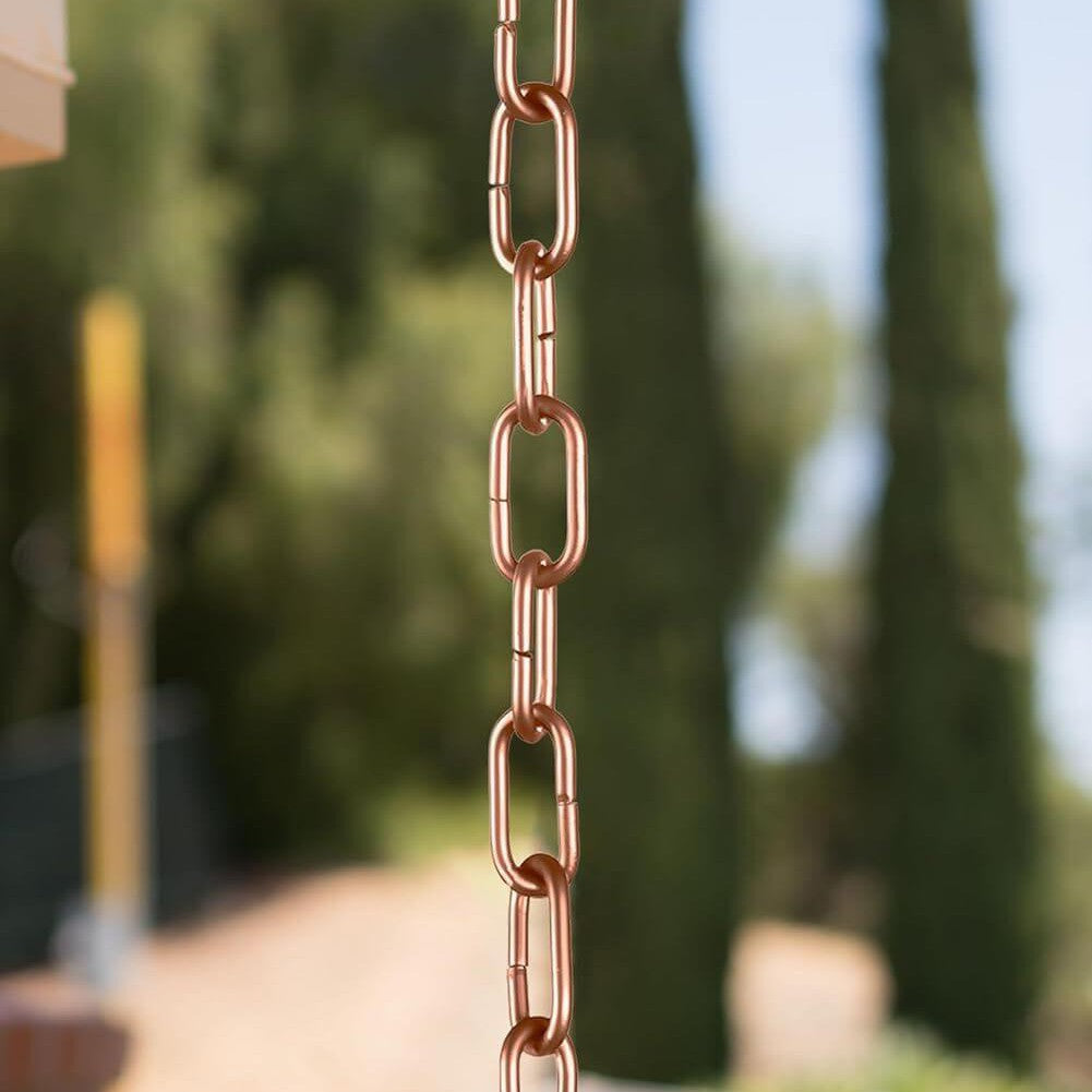 Aluminum Traditional Link Rain Chain Gutter Downspout, Brushed Copper ...
