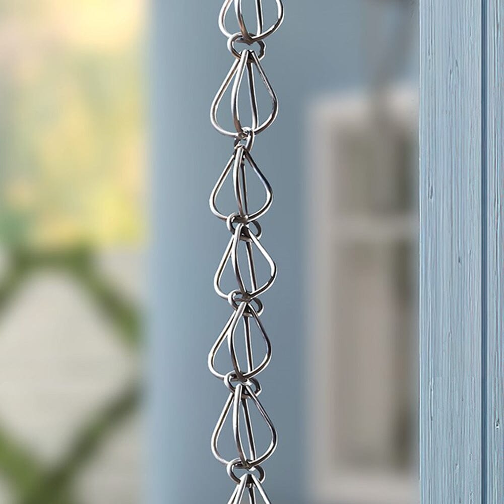 Milled Aluminum Teardrop Rain Chain Replacement Downspout for Gutters ...
