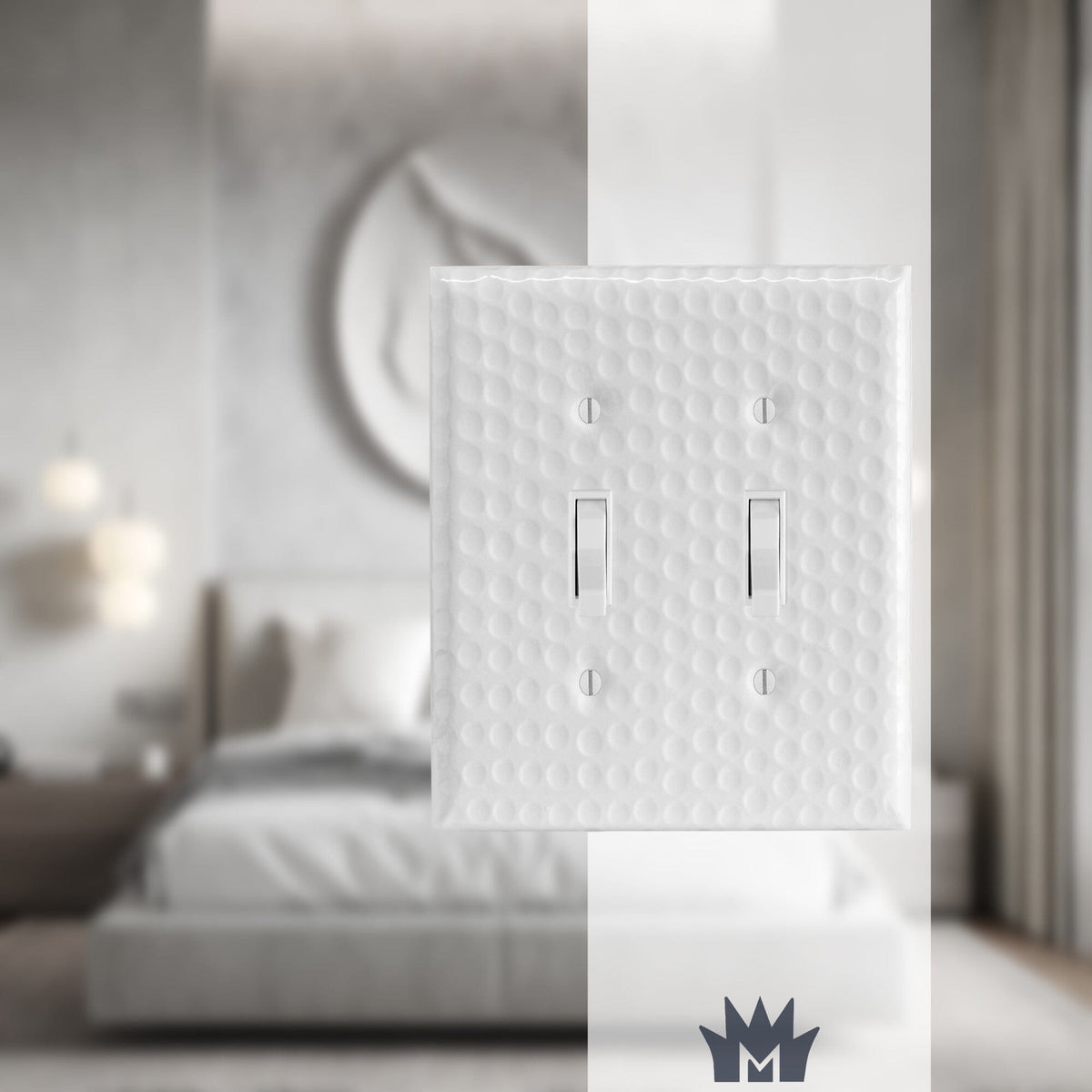 White Hand Hammered Metal Toggle Light Switch Wall Plate | Monarch ...