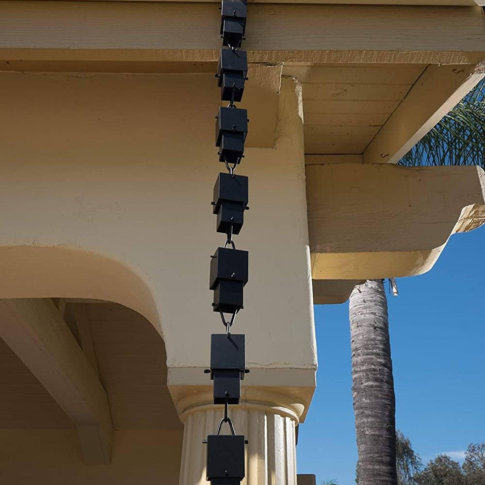 Black Aluminum Multi Cube Rain Chain Replacement Downspout for Gutters ...