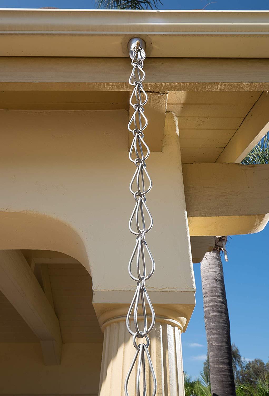 Milled Aluminum Teardrop Rain Chain Replacement Downspout for Gutters ...