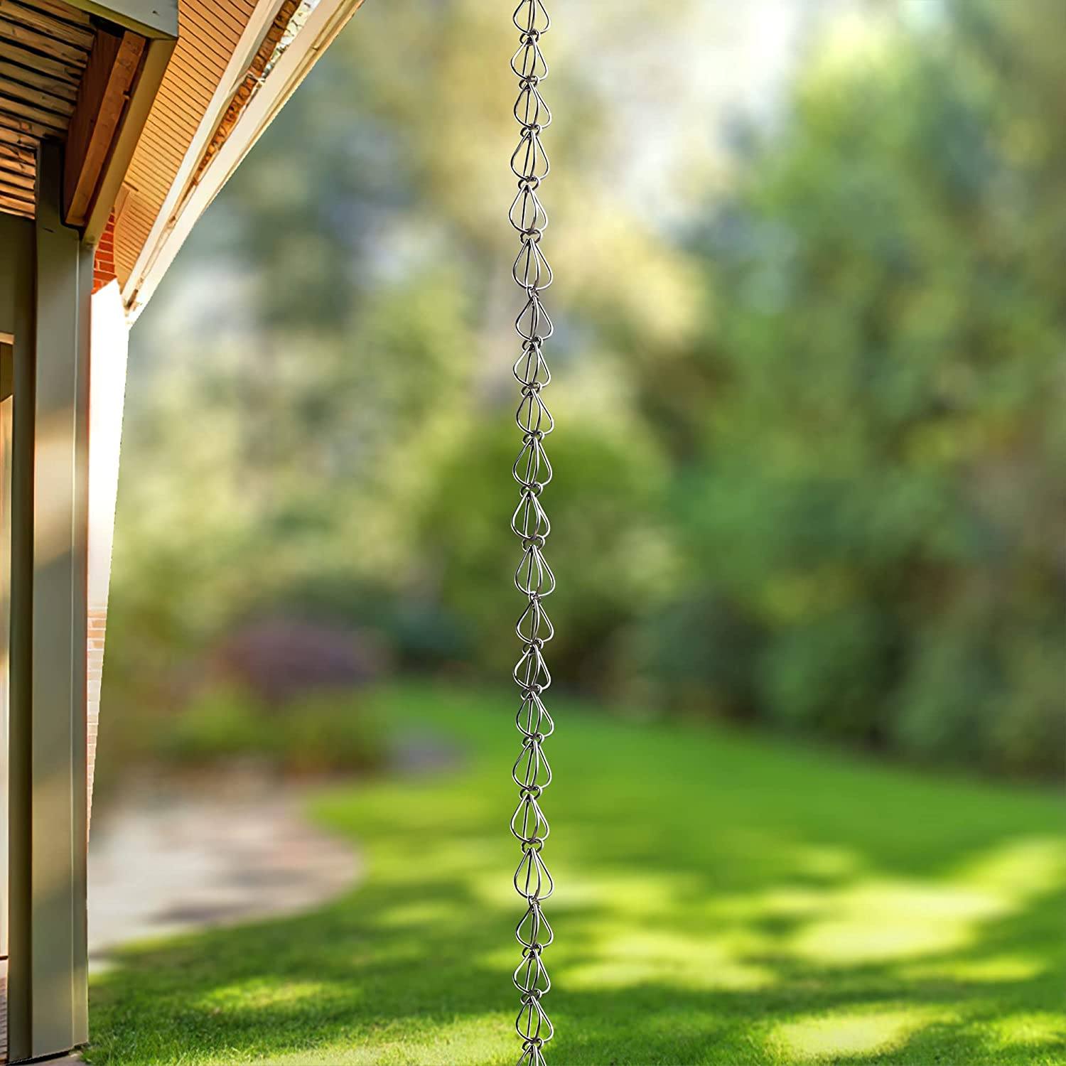 Milled Aluminum Teardrop Rain Chain Replacement Downspout for Gutters ...